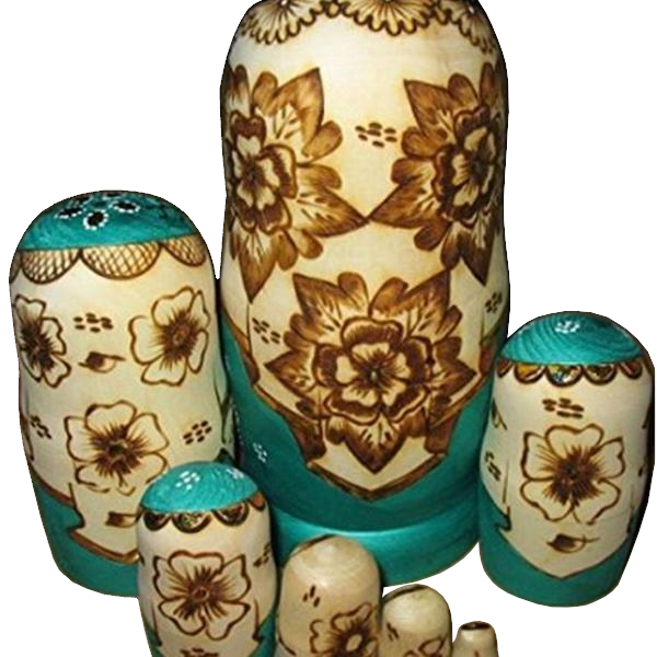 Green Matryoshka Nesting Dolls 7 Pieces