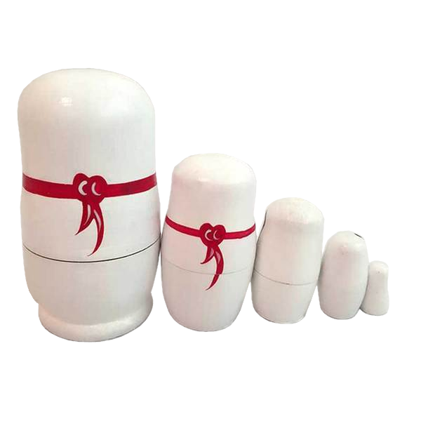 White Fortune Cat Matryoshka Nesting Dolls 5 Pieces