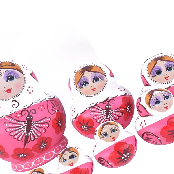 Pink Authentic Matryoshka Nesting Dolls 10 Pieces