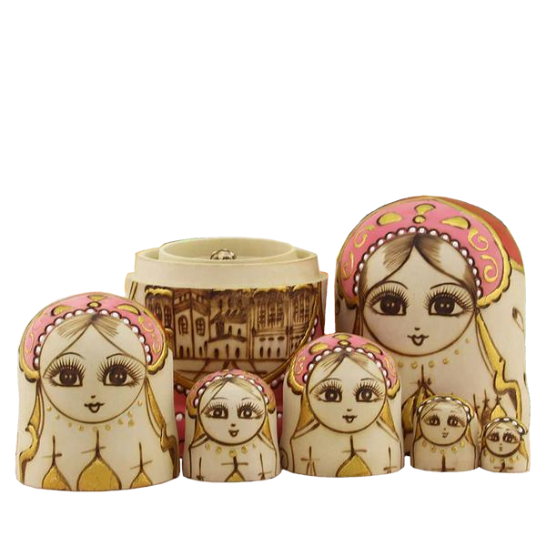 Authentic Basswood Princess Matryoshka Nesting Dolls 7 Pieces