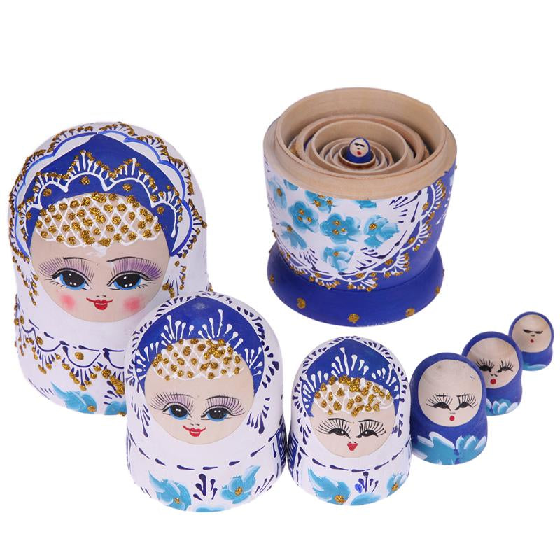 White Wooden Matryoshka Nesting Dolls 7 Pieces
