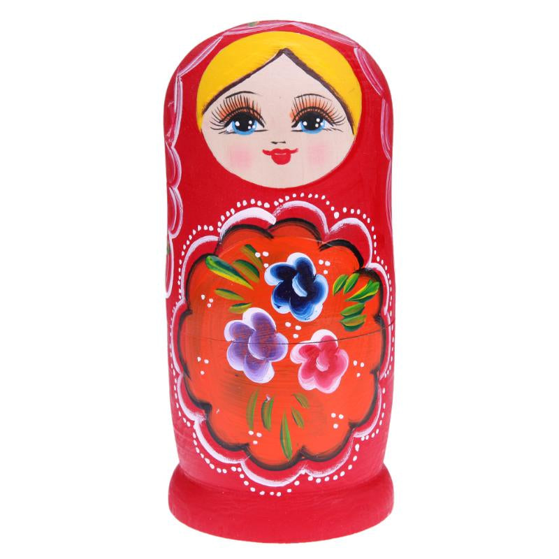 Red Wooden Matryoshka Nesting Dolls 8 Pieces