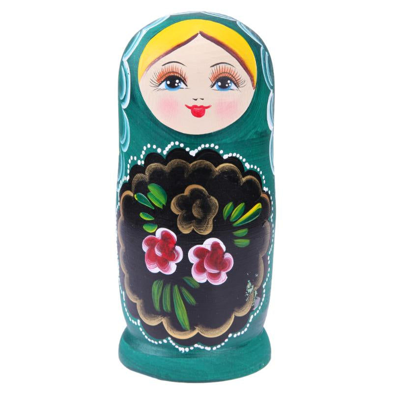 Green Floral Matryoshka Nesting Dolls 8 Pieces
