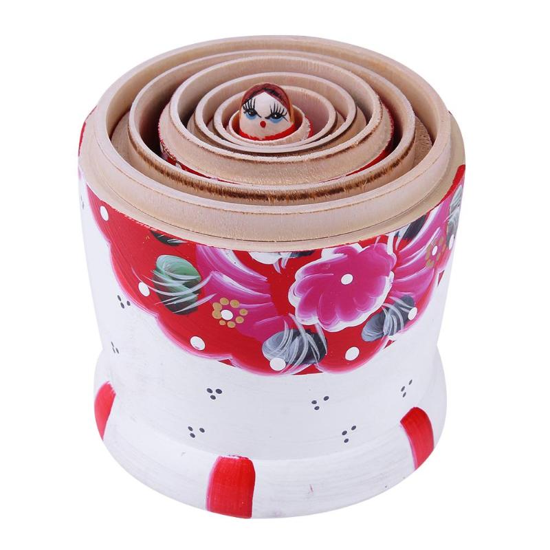 Fancy Red Matryoshka Nesting Dolls 7 Pieces