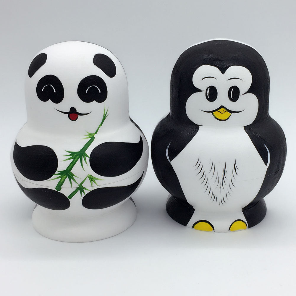Pandas and Penguins Matryoshka Nesting Dolls 10 Pieces